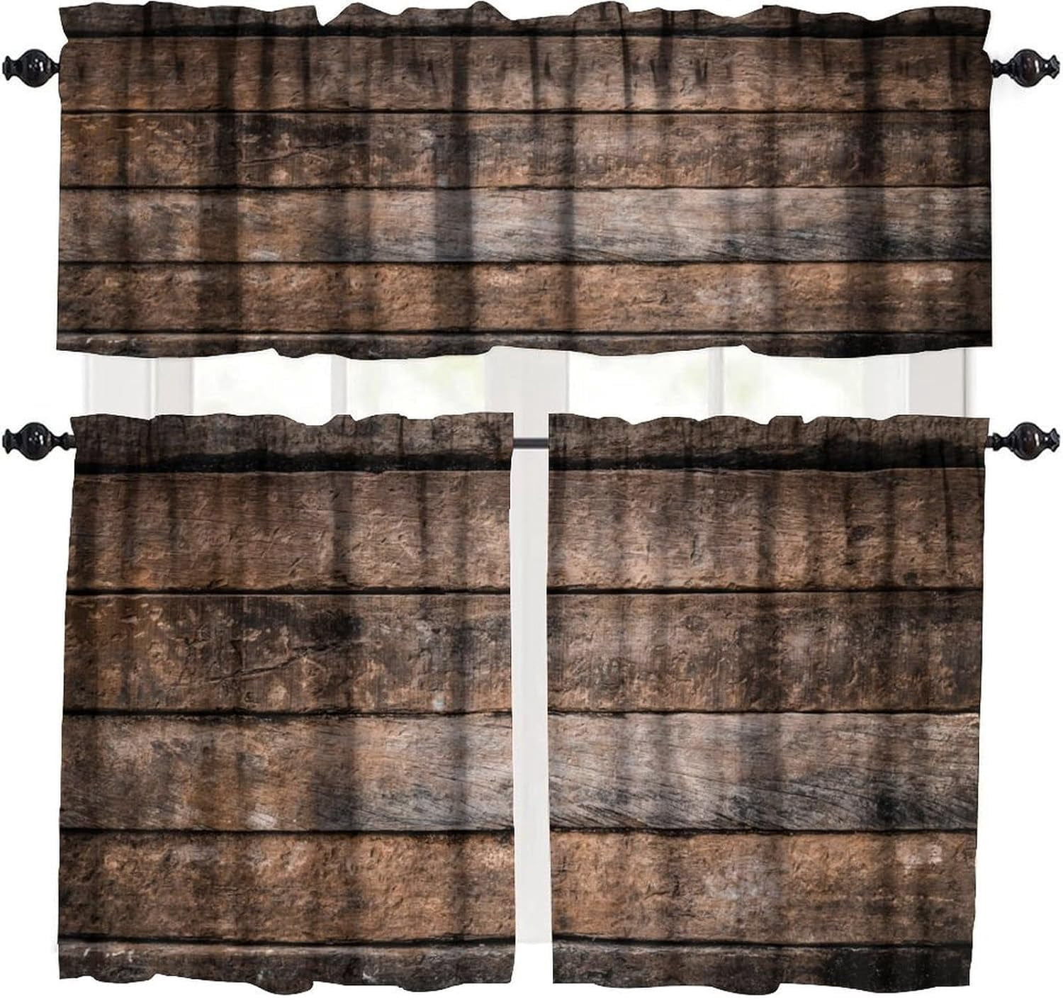 Brown Wood Rustic Valance Curtain Lumbers Colors Rod Pocket Valance ...