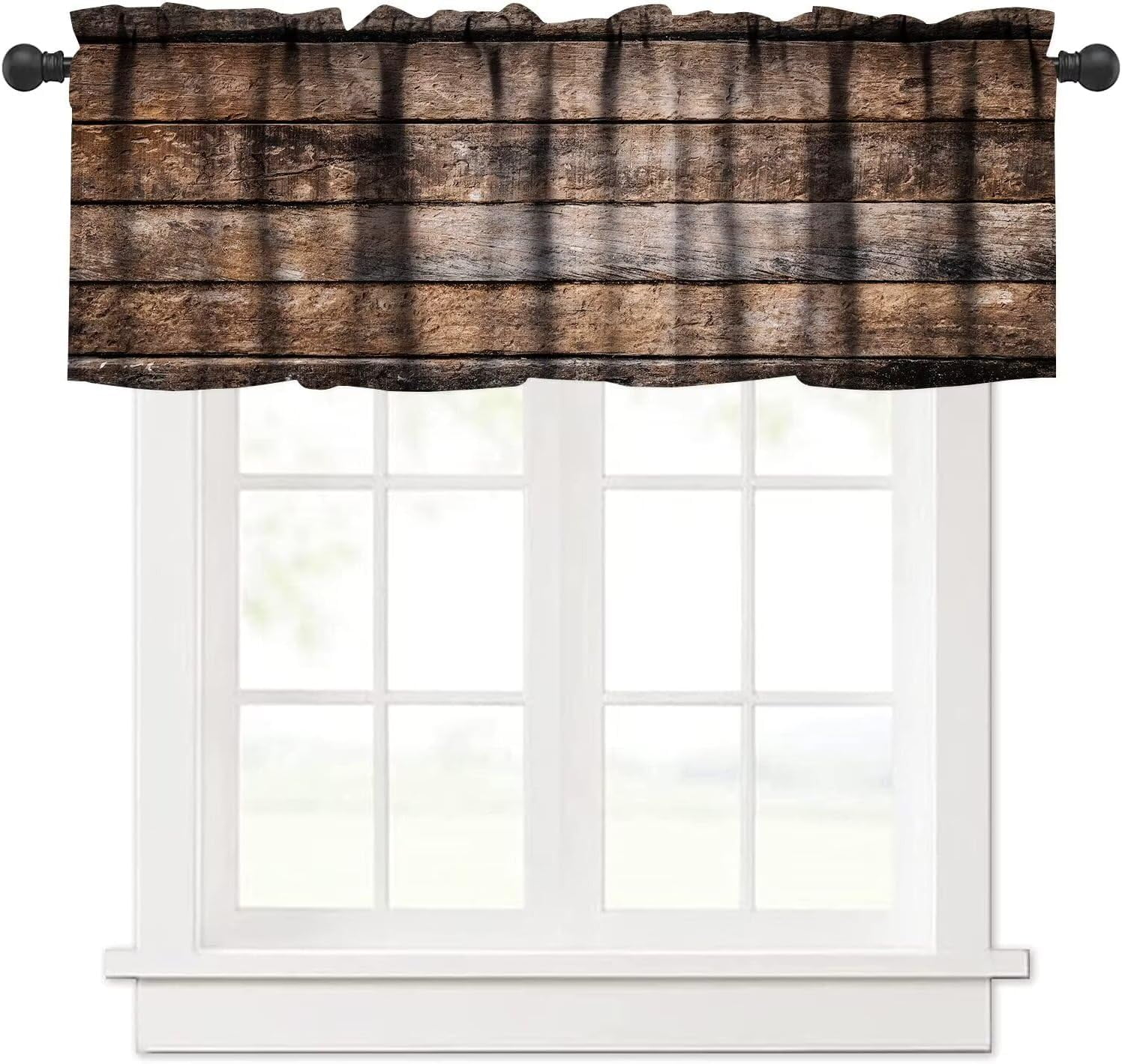 Brown Wood Rustic Valance Curtain Lumbers Colors Rod Pocket Valance ...