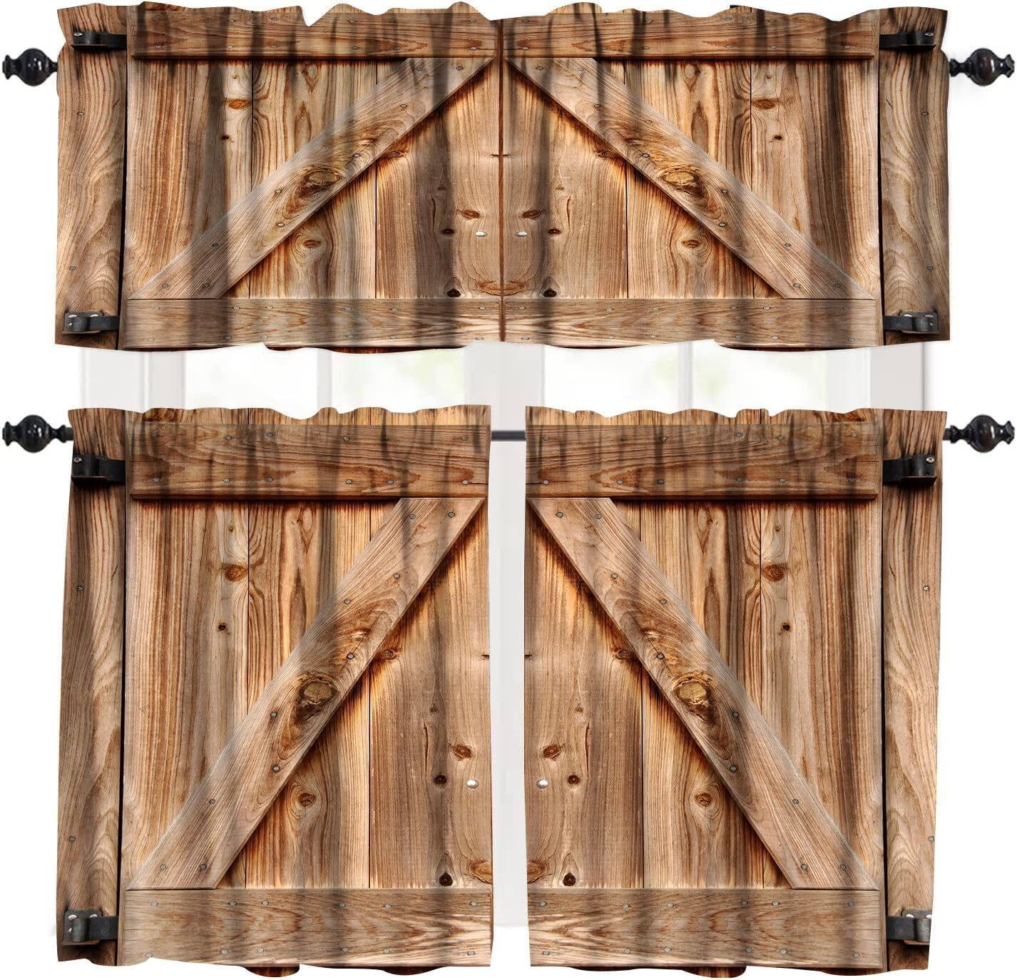 Brown Wood Rustic Valance Curtains,Rustic Vintage Rustic Kitchen Living ...