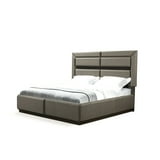 Brown Wood Slat Queen Size Bed | Modern Style, LED Headboard Ambiance ...