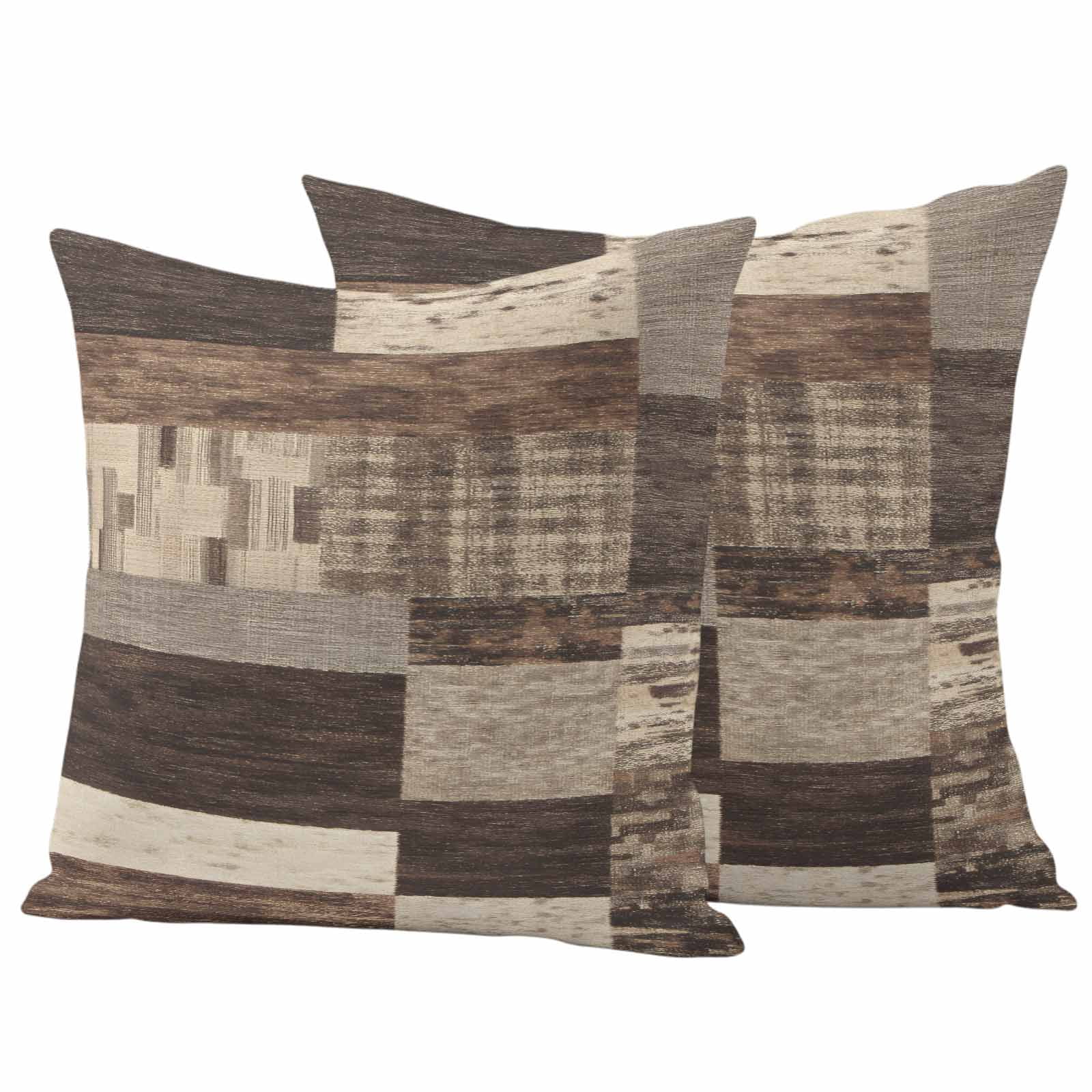 Brown Wood Stripes Outdoor Pillow Covers 24"x24" Set of 2, Modern ...