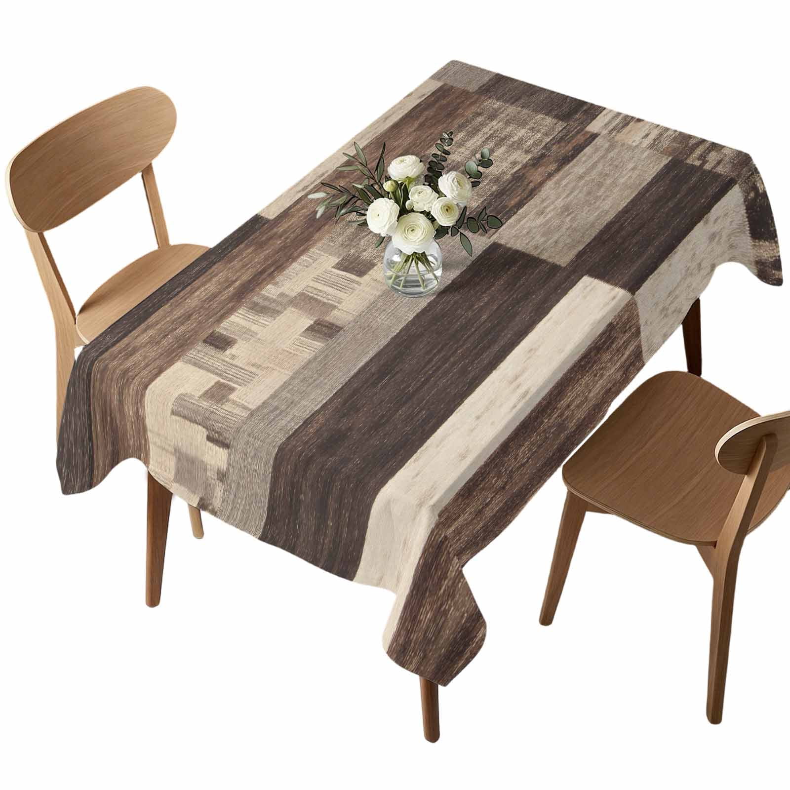 Brown Wood Stripes Rectangle Tablecloth Modern Geometric Patchwork Wood ...