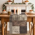 Brown Wood Stripes Table Runner, Modern Geometric Patchwork Wood Plank ...
