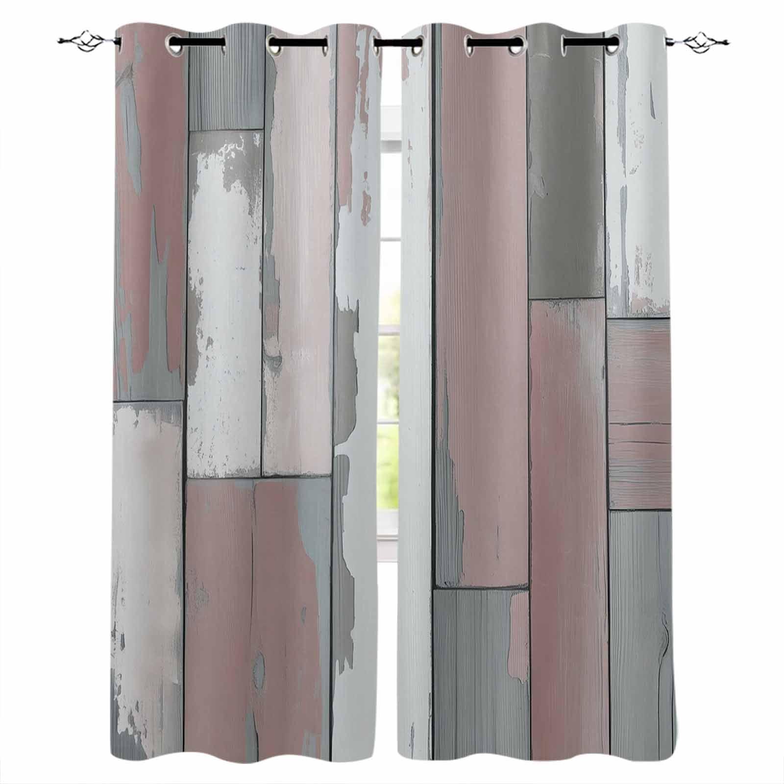 Brown Wooden Blackout Curtains for Bedroom Living Room Darkening ...