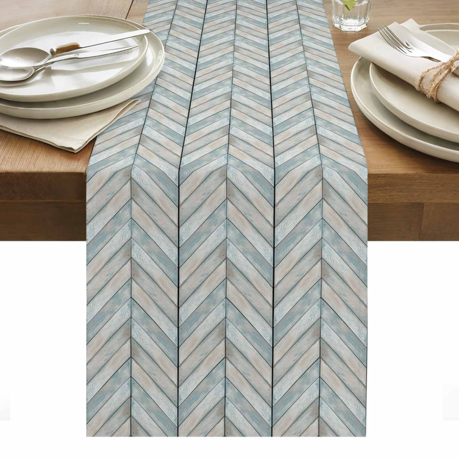 Brown Wooden Board Cotton Linen Table Runner Farm Retro Art Brown Wood ...