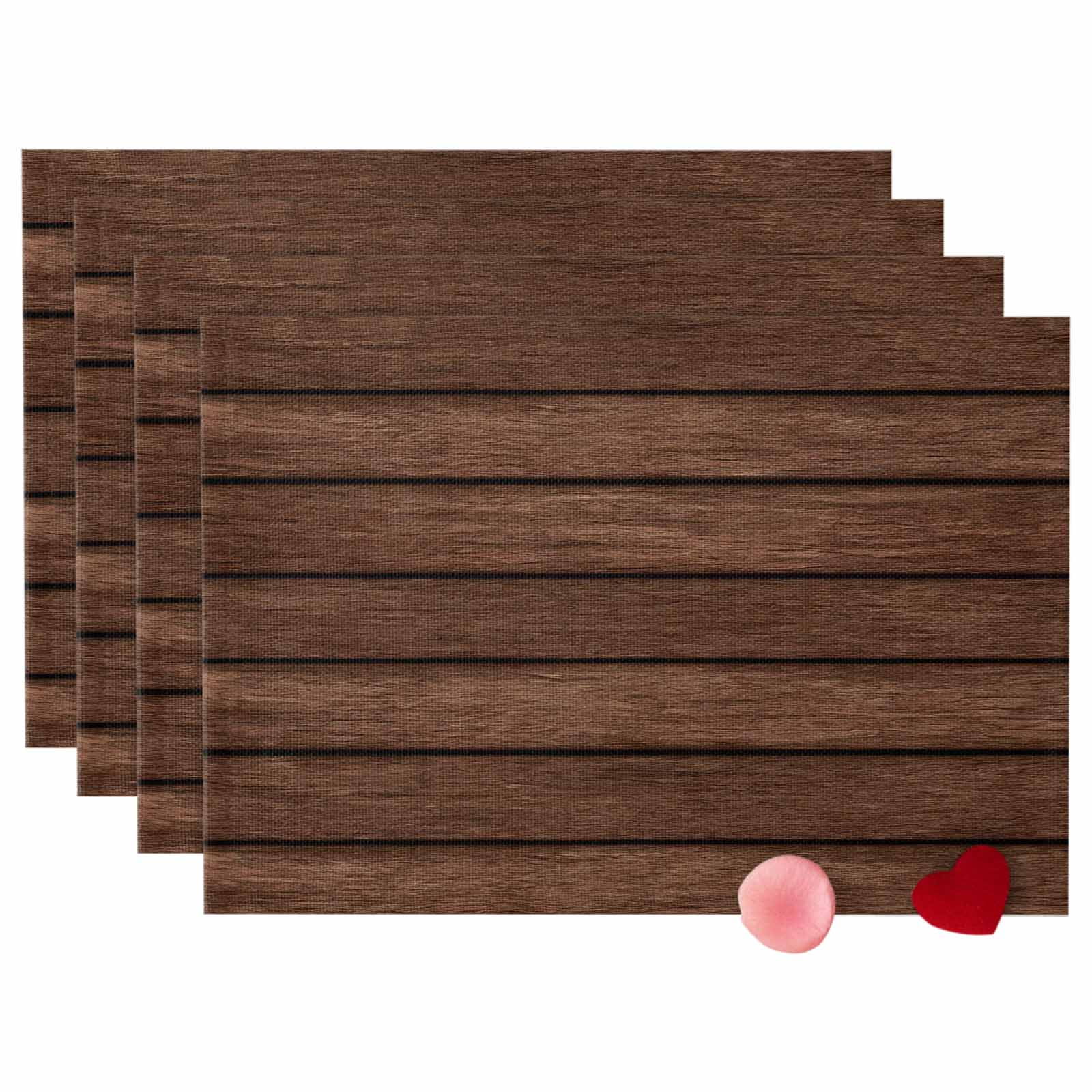 Brown Wooden Board Placemats Set of 4, Vintage Wood Grain Farmhouse ...