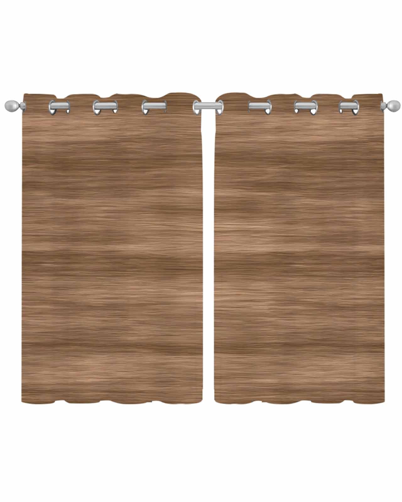 Brown Wooden Board Sheer Curtains 54 Inch Length 2 Panels Set for ...