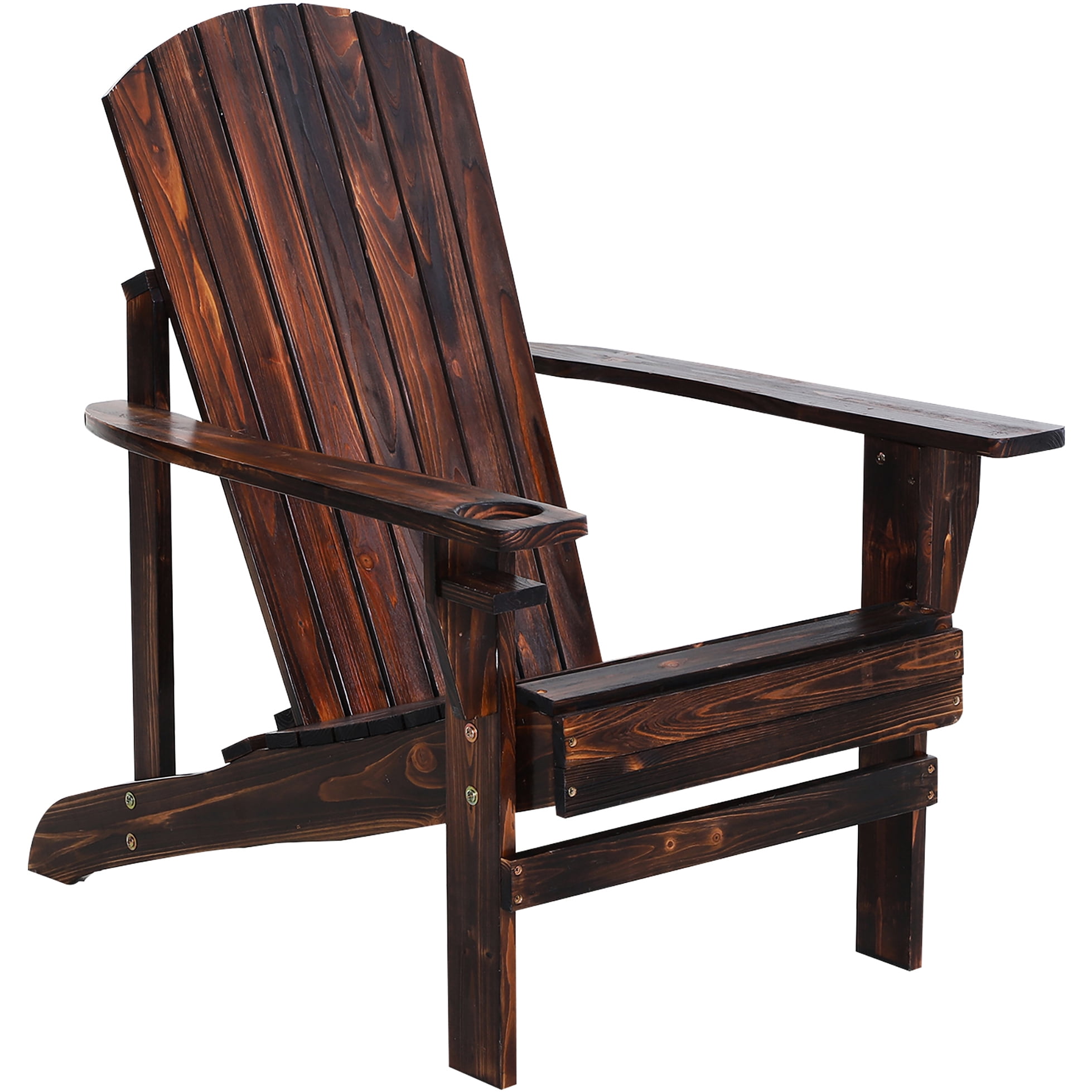 Brown Wooden Chair - Weather , Cup Holder Provided For Outdoor Comfort ...