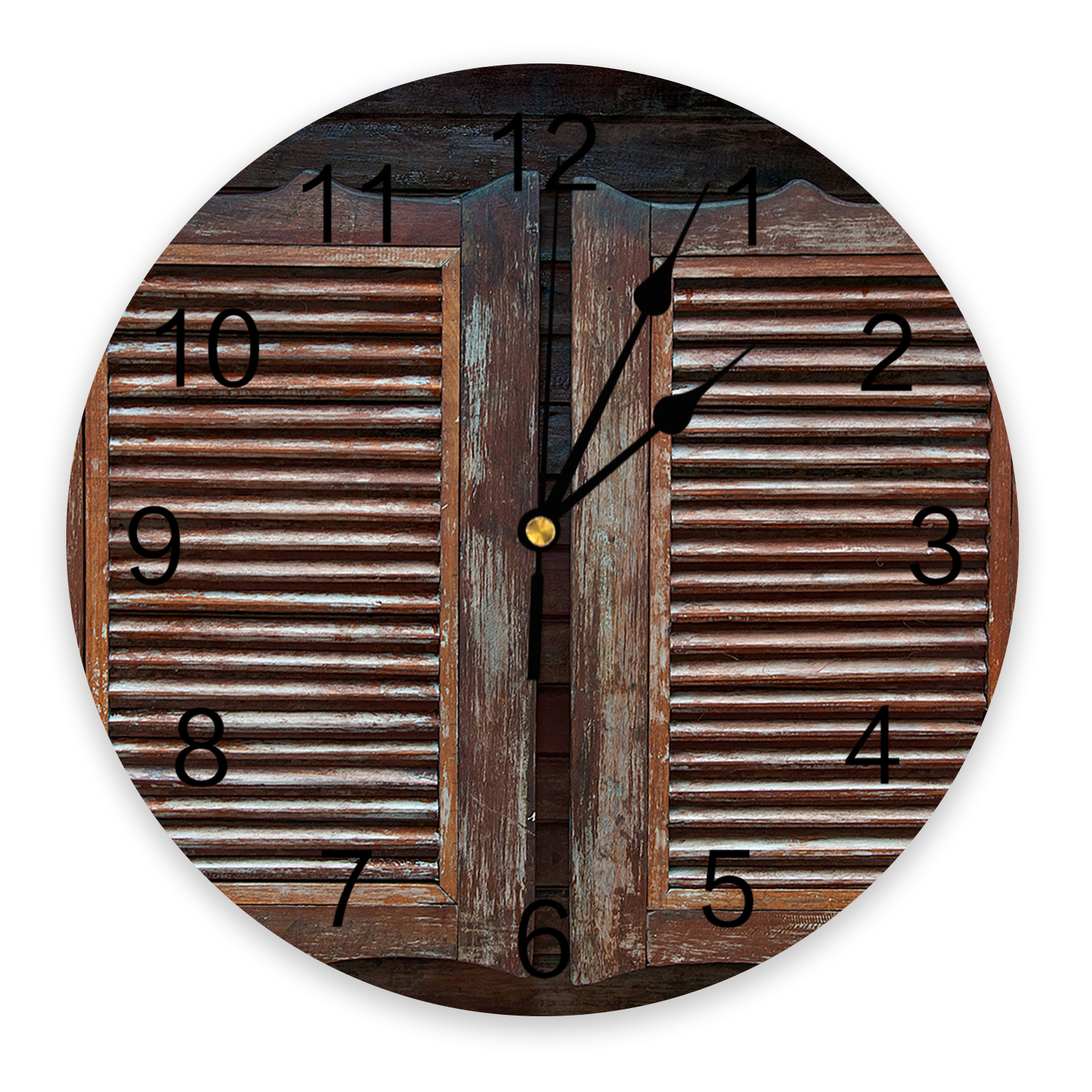 Brown Wooden Door Nails Retro Style Clocks Silent Home Cafe Office Wall ...