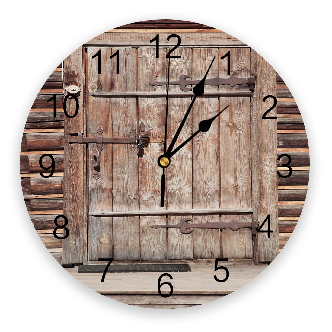 Brown Wooden Door Nails Retro Style Clocks Silent Home Cafe Office Wall Decor Clocks for Kitchen ...