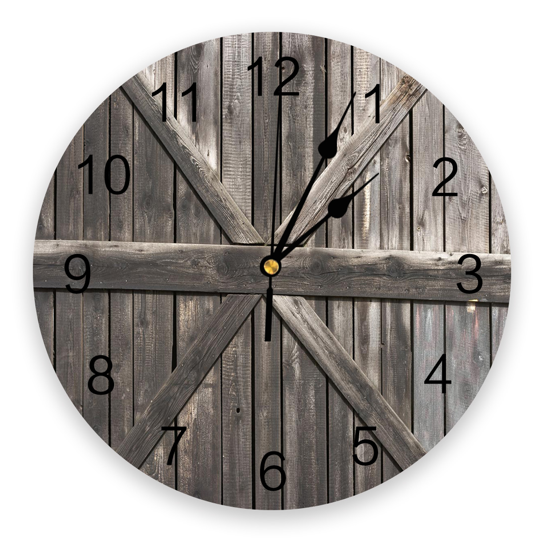 Brown Wooden Door Nails Retro Style Clocks Silent Home Cafe Office Wall ...