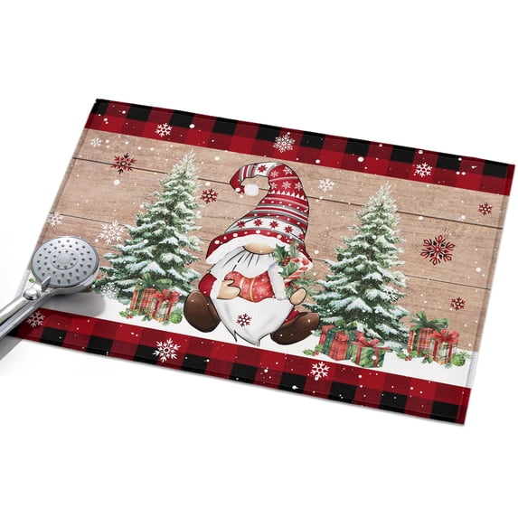 Brown Wooden Gnomes Christmas Entryway Rug 2x3ft Washable Non Slip ...