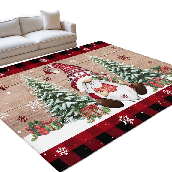 Brown Wooden Gnomes Christmas Washable Rug 3x5 Area Rug for Living Room ...