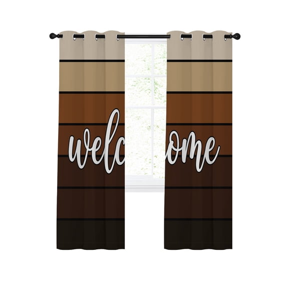 Brown Wooden Grain Blackout Curtains 84 Inches Length, Ombre Farmhouse ...