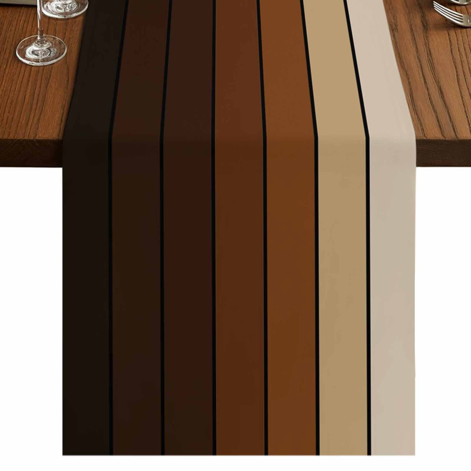 Brown Wooden Grain Burlap Cotton Table Runner 13x60 Inches Long, Ombre ...