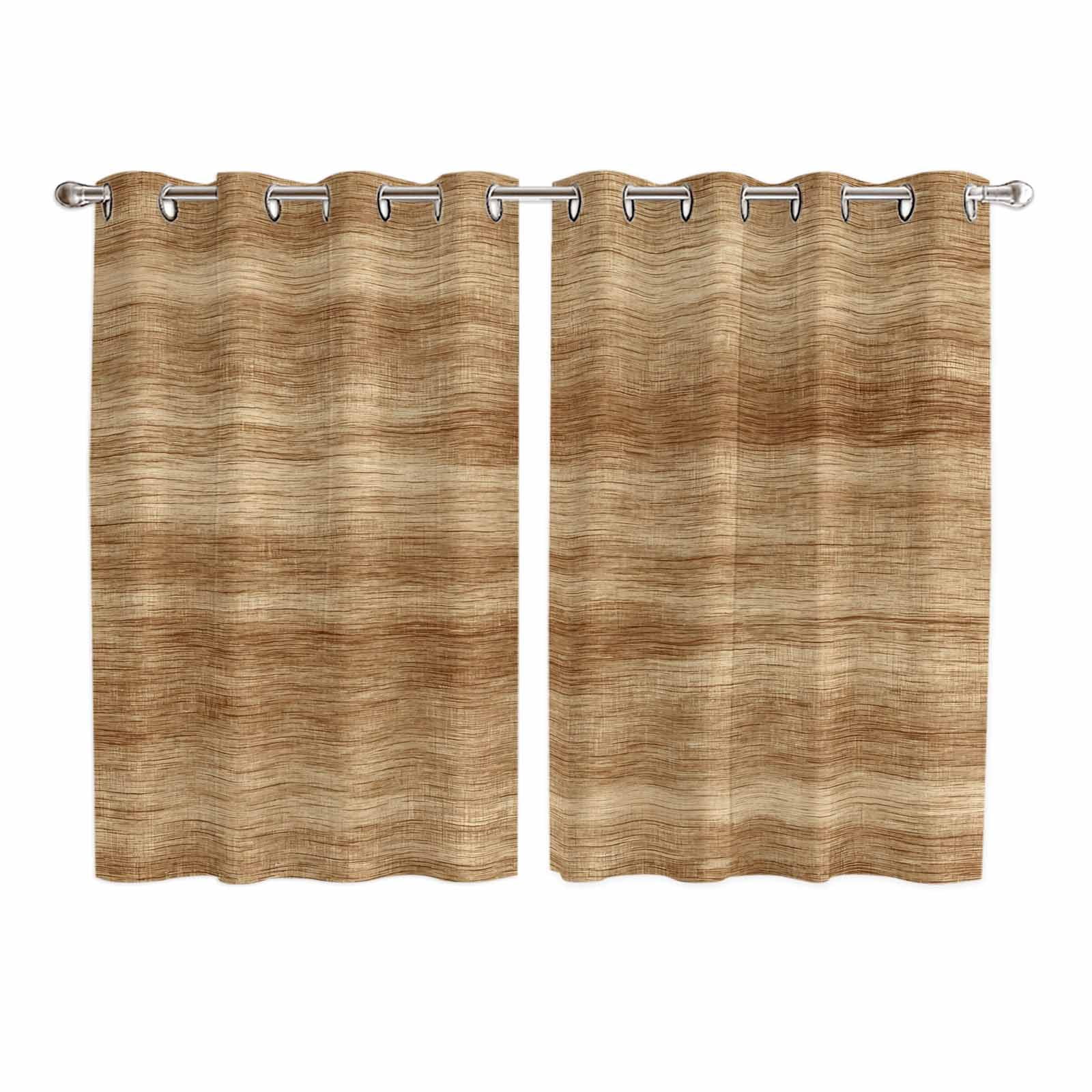 Brown Wooden Kitchen Curtains Window Panels, Vintage Western Country ...