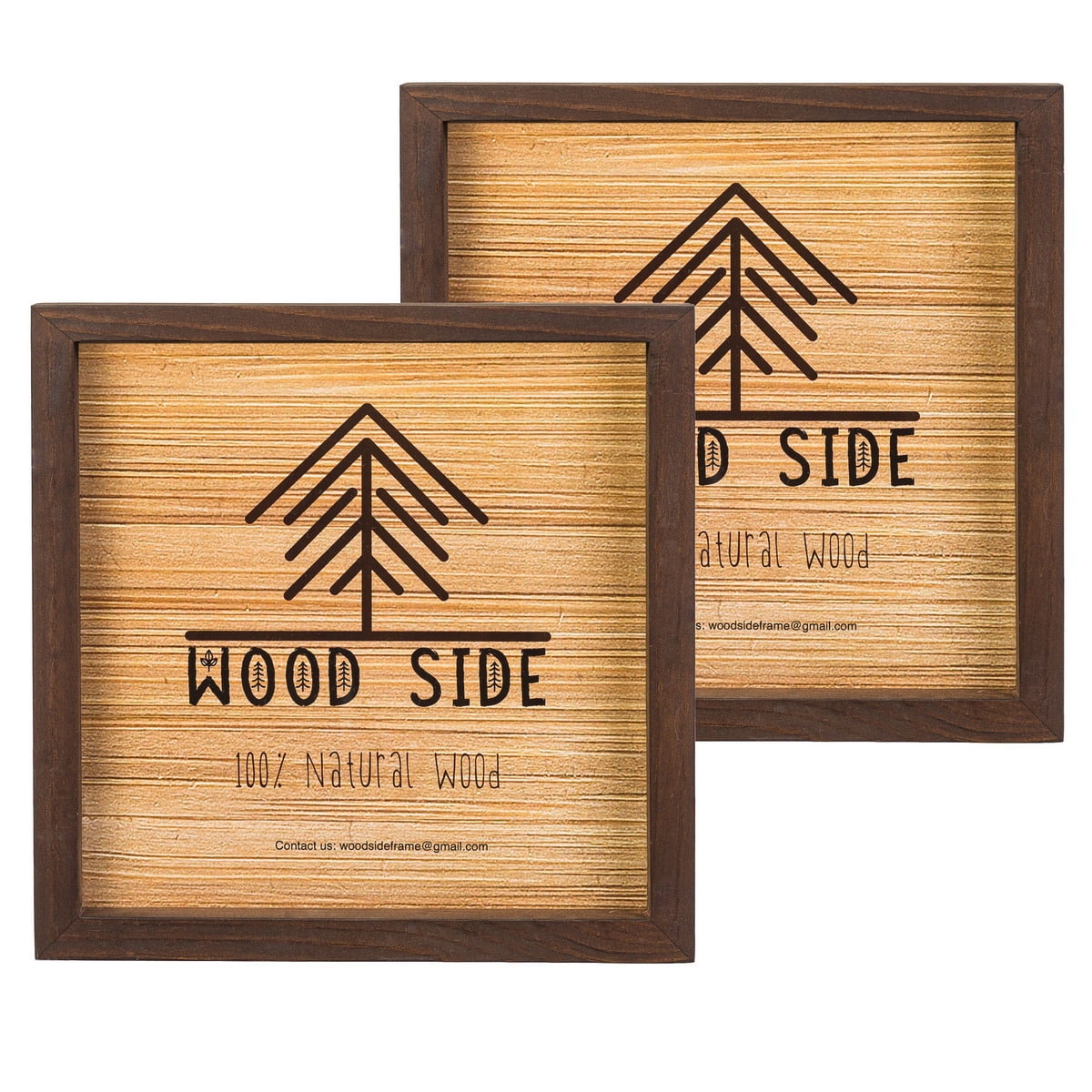 Brown Wooden Picture Frames 8x8 Set of 2 - Natural Rustic Solid Wood ...