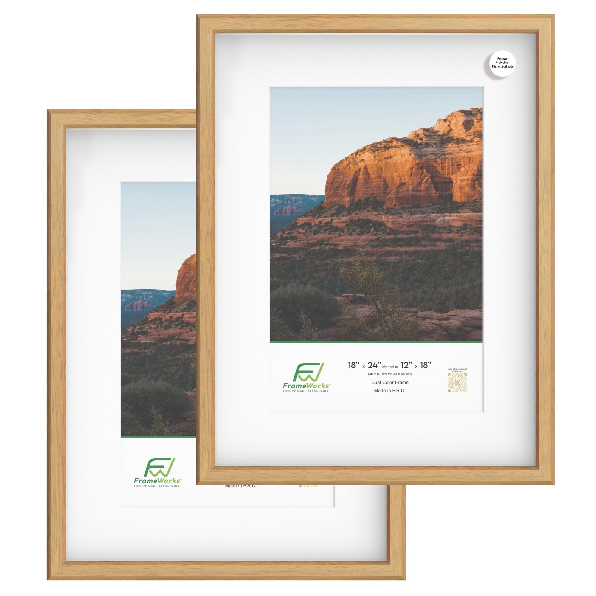 Brown Wooden Shadow Box Picture Frames 2-Pack 18x24 Inches with ...