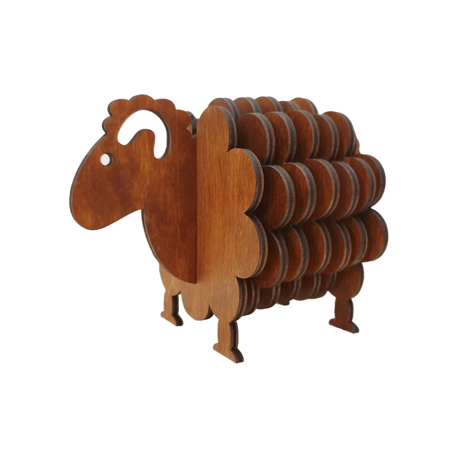 Brown Wooden Sheep Cup Mat Set Sheep Shaped Wooden Ornament With ...