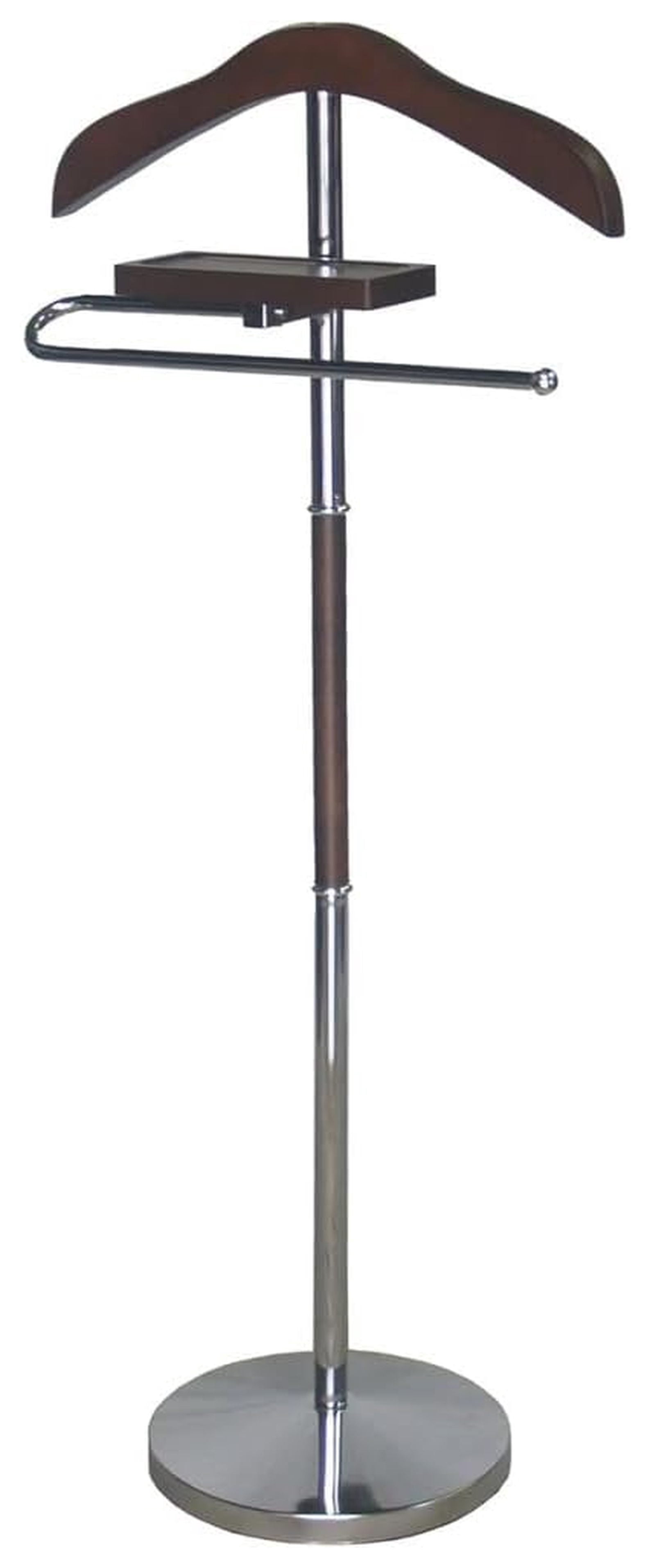 Brown Wooden Suit Valet Stand with Hanger Trouser Bar Storage Tray ...
