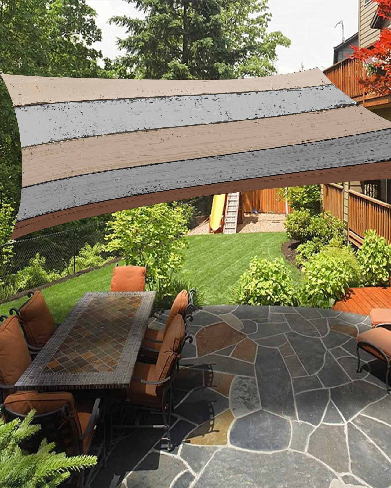 Brown Wooden Sun Sail Shades Rectangle Canopy,Sunlight Block Heavy Duty ...
