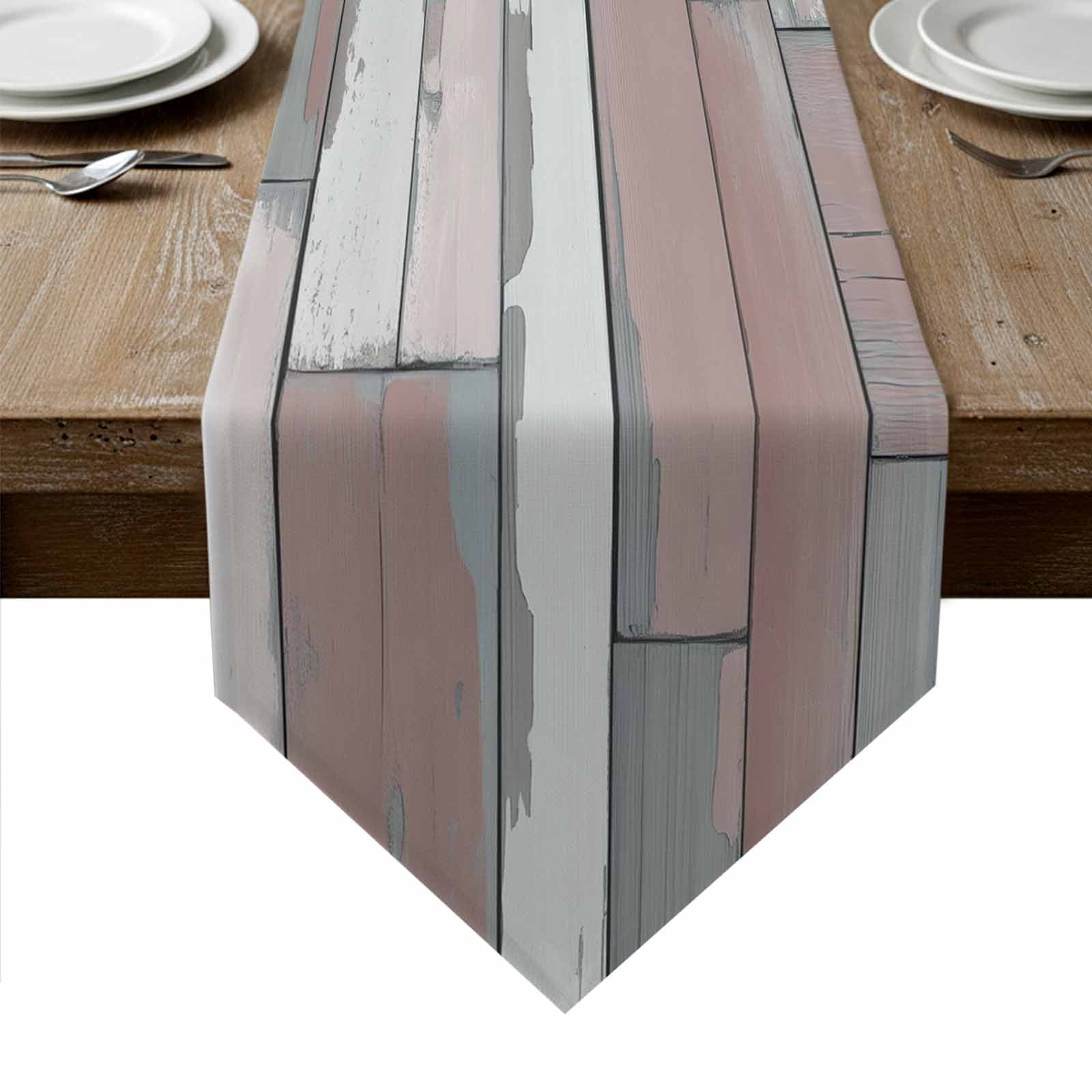 Brown Wooden Table Runner Linen Burlap Table Runner 60 Inches Long ...