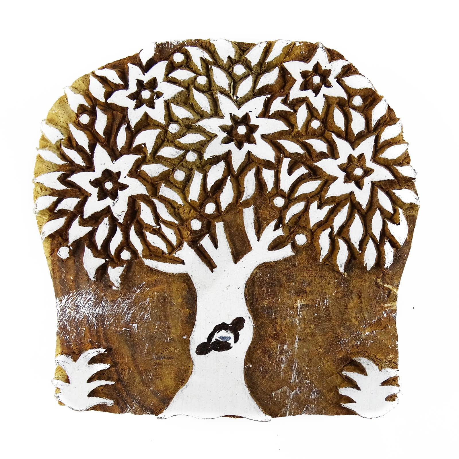 Brown Wooden Textile Stamp Tree Stamp Block Print Hand Carved Printing ...