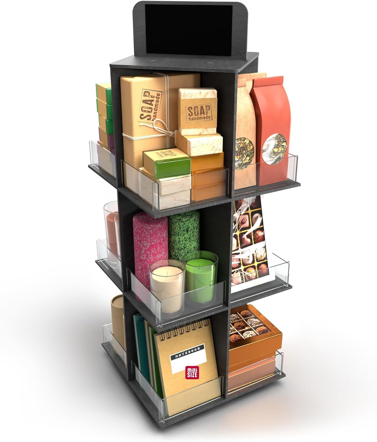 Brown Wooden Tiered Display Stand - Rotating Display Stand - Farmers ...