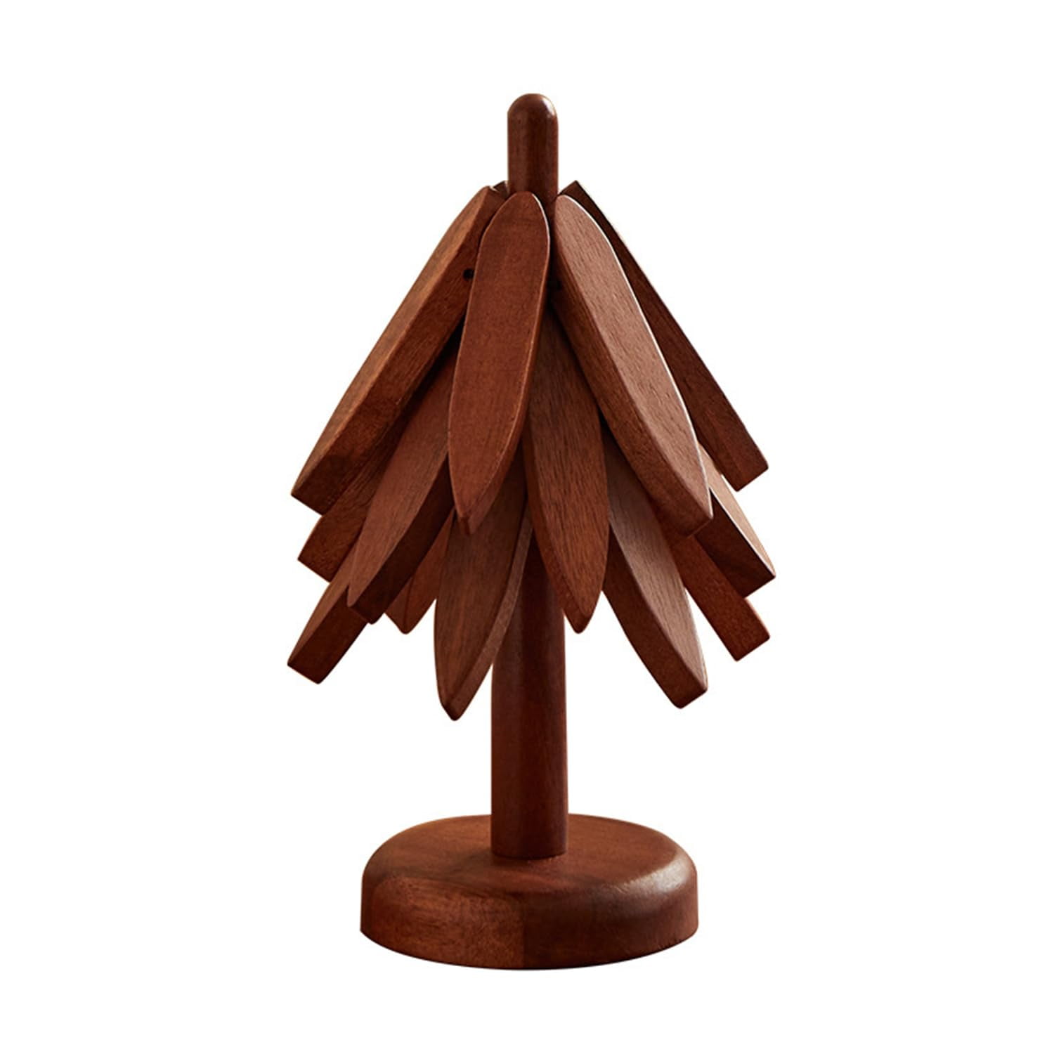 Brown Wooden Trivets - 3PCS Foldable Tree Shape Coasters for Hot Dishes ...