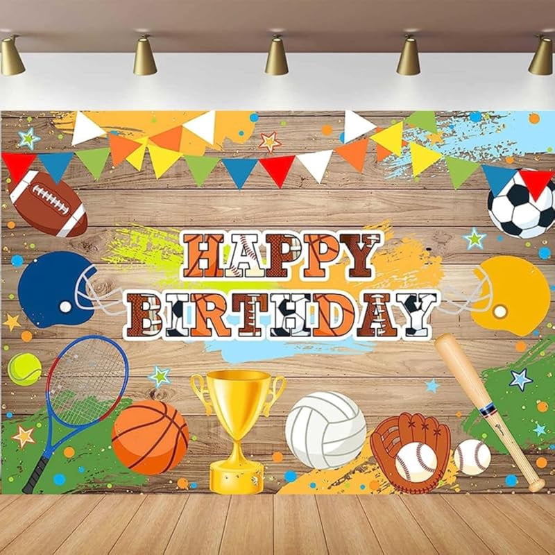 Brown Wooden Trophy Sports Theme Background Boys' Birthday Party Baby ...