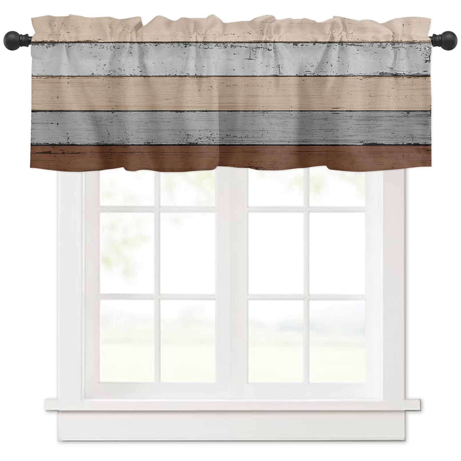 Brown Wooden Valances for Windows Farmhouse Kitchen Curtains Valances ...