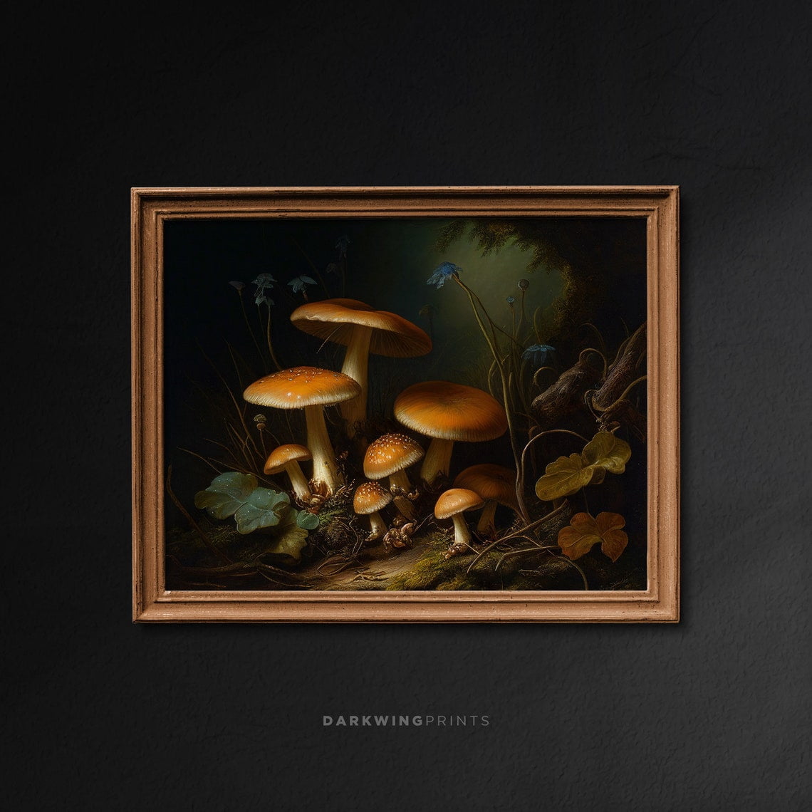 Brown Woodland Mushrooms, Botanical Academia, Dark Cottagecore Print ...