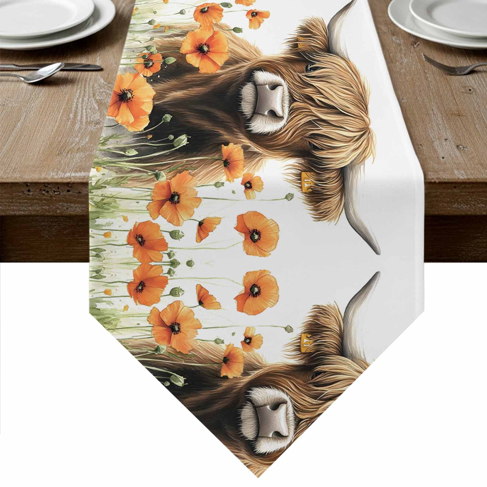 Brown Yak Farmhouse Table Runner Linen Burlap Table Runner 72 Inches ...