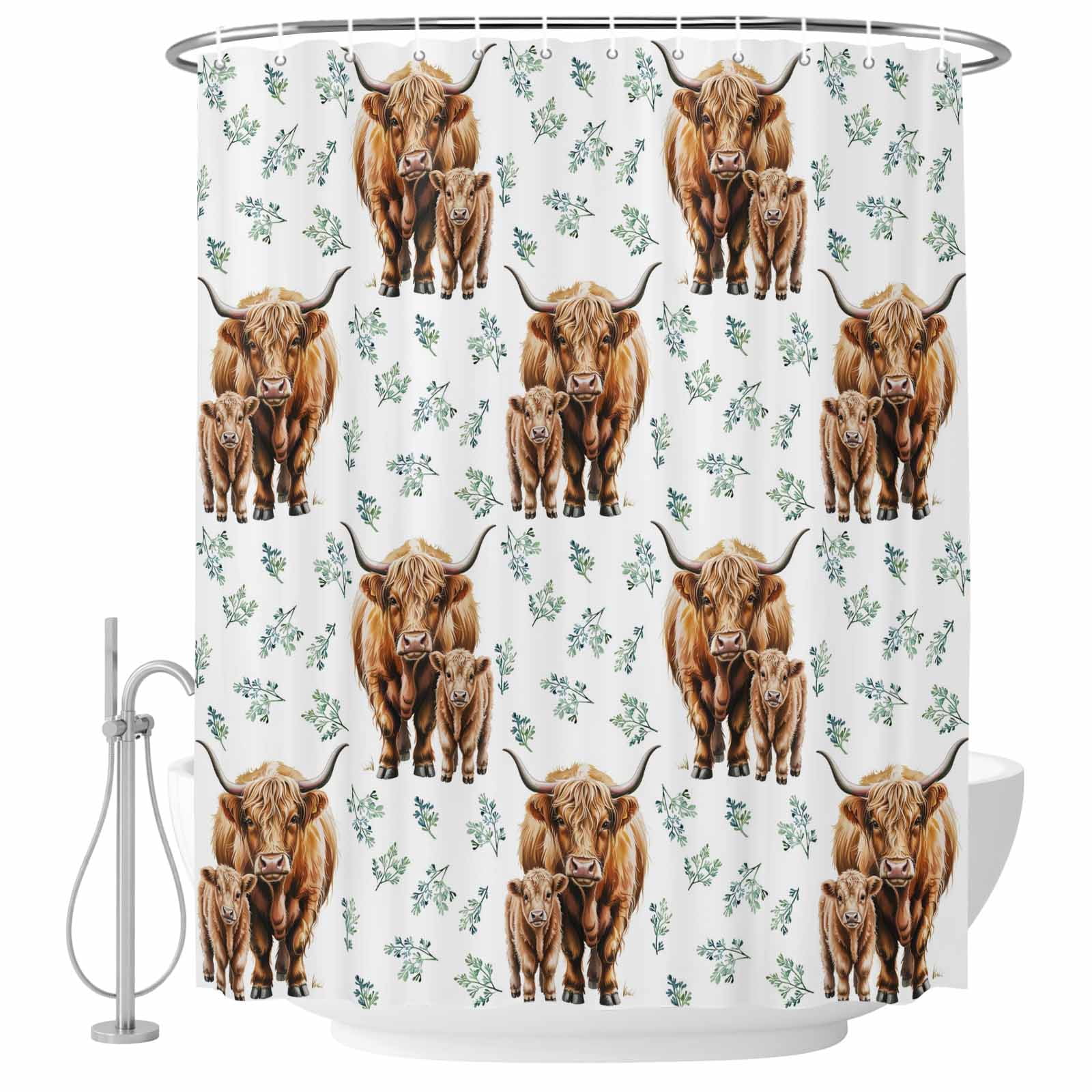 Brown Yak Shower Curtain Set - Small 36" x 72" Washable Bathtub Curtain ...