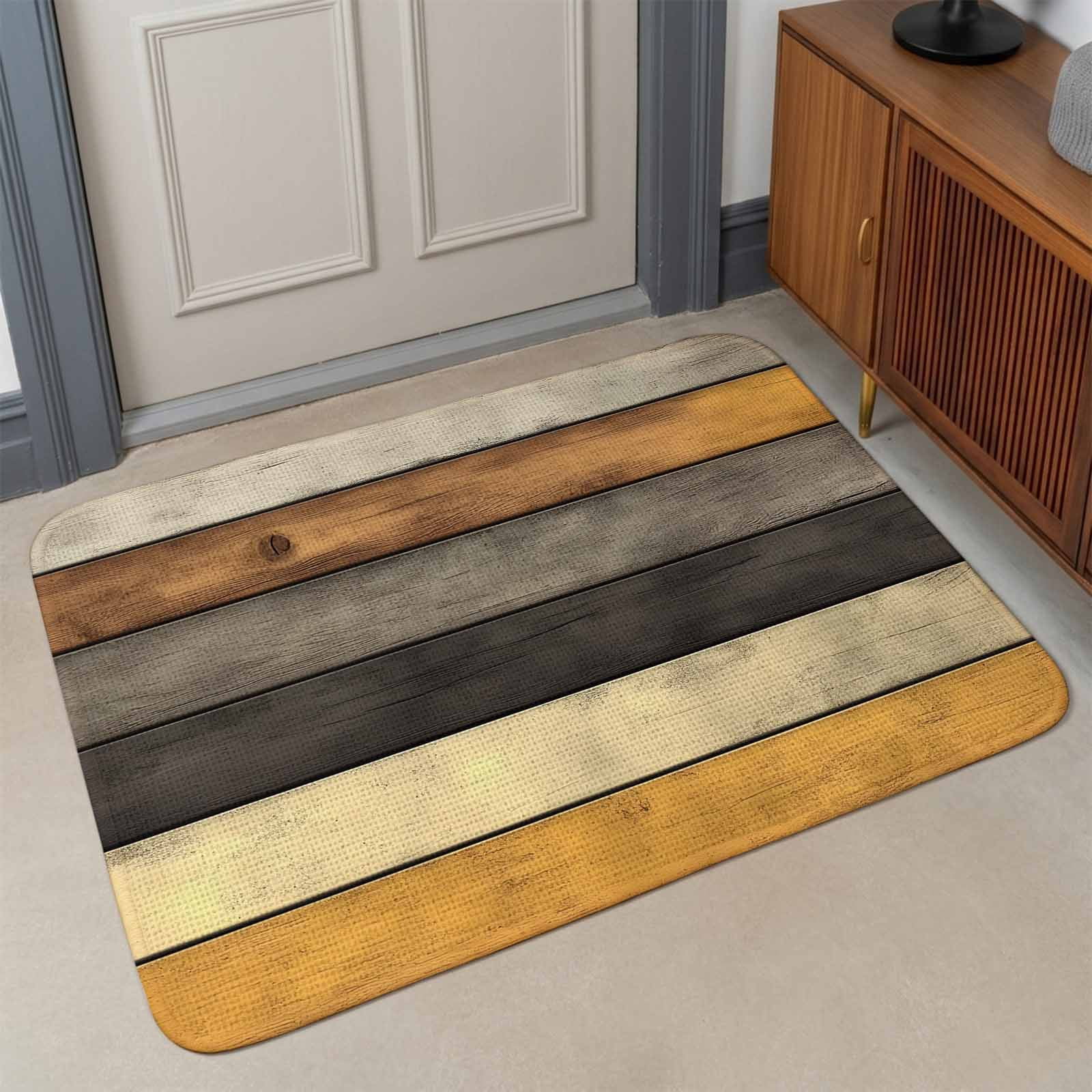 Brown Yellow Black Wood Grain Front Door Mat Indoor Entrance, Farmhouse ...
