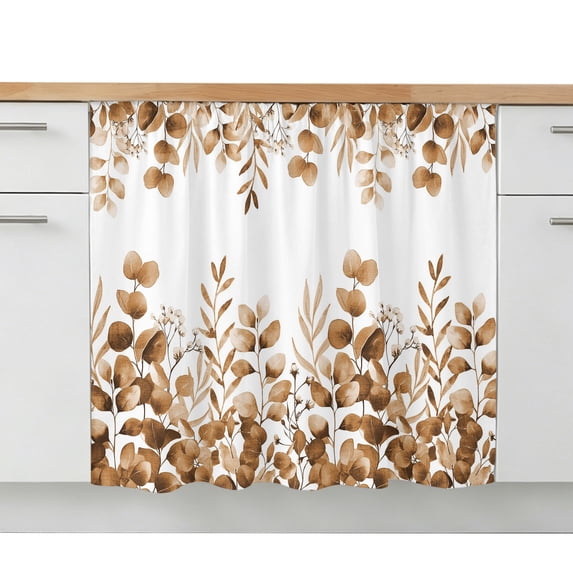 Brown Yellow Eucalyptus Leaves Cabinet Curtains 28"W x 35"L,Dustproof ...