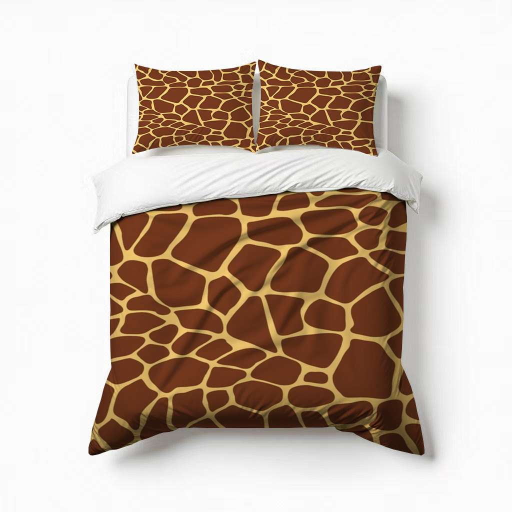 Brown Yellow Giraffe Print Pattern Bedding Set 3 Pcs Soft Microfiber ...