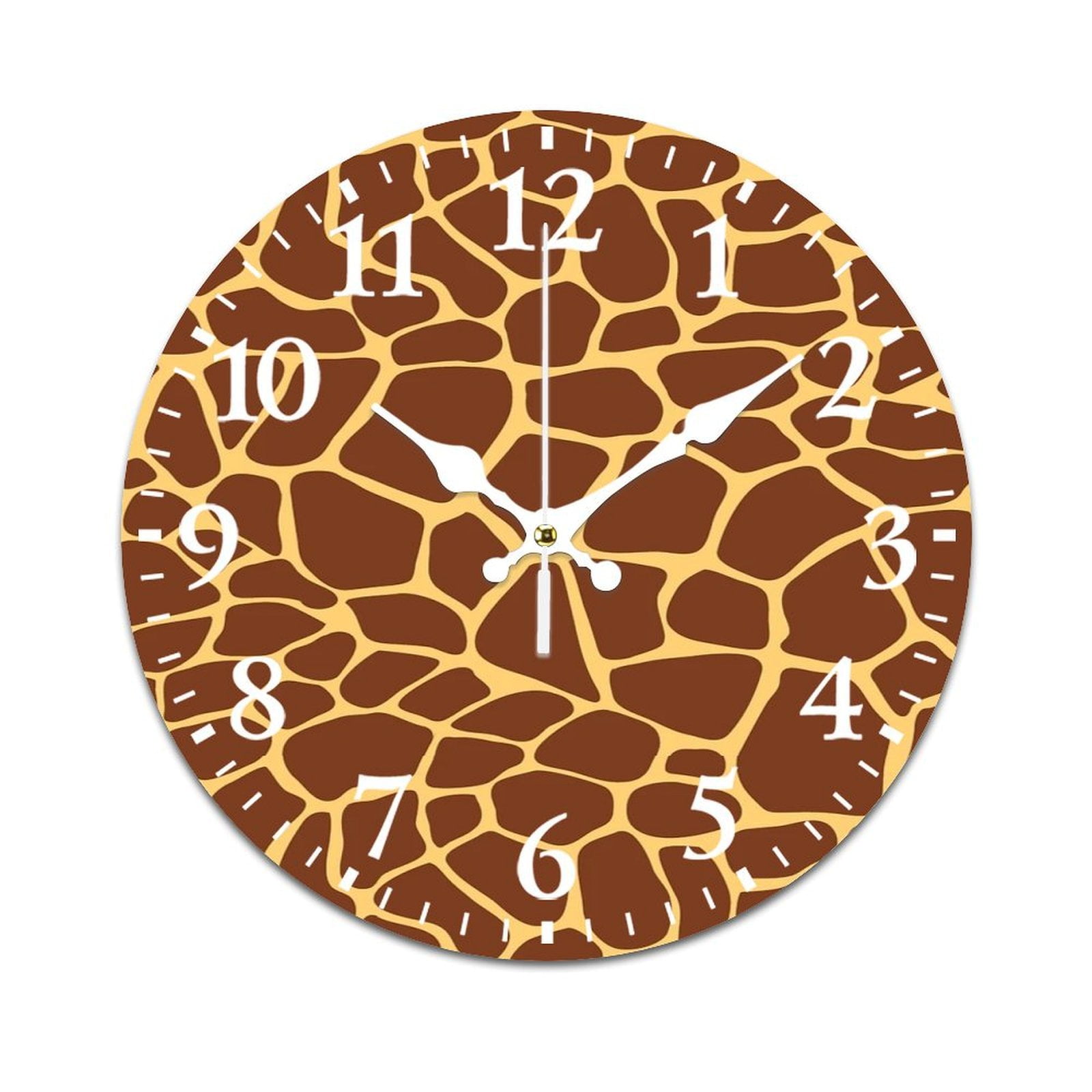 Brown Yellow Giraffe Print Pattern Wall Clock Modern Design Clocks Wall Hanging Home Office ...