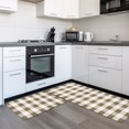 Brown Yellow Plaid 2 Pieces Non-Slip Kitchen Mat Set, Simple Pattern ...