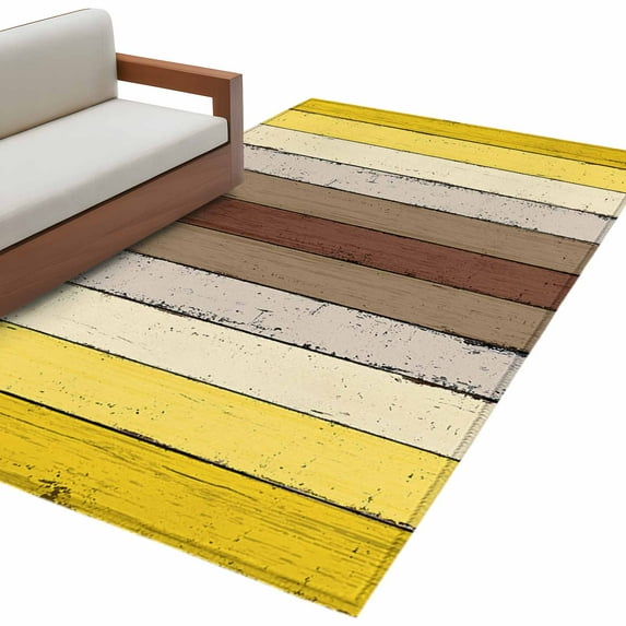Brown Yellow Wood Area Rug 3x5ft Modern Vintage Wood Texture Rectangle ...