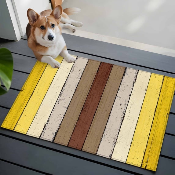 Brown Yellow Wood Front Door Rugs 2x3 ft Modern Vintage Wood Texture ...