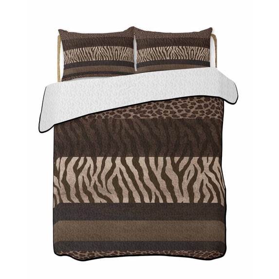 Brown Zebra Leopard Print Quilts Bedding Set Full Size Country Vintage ...