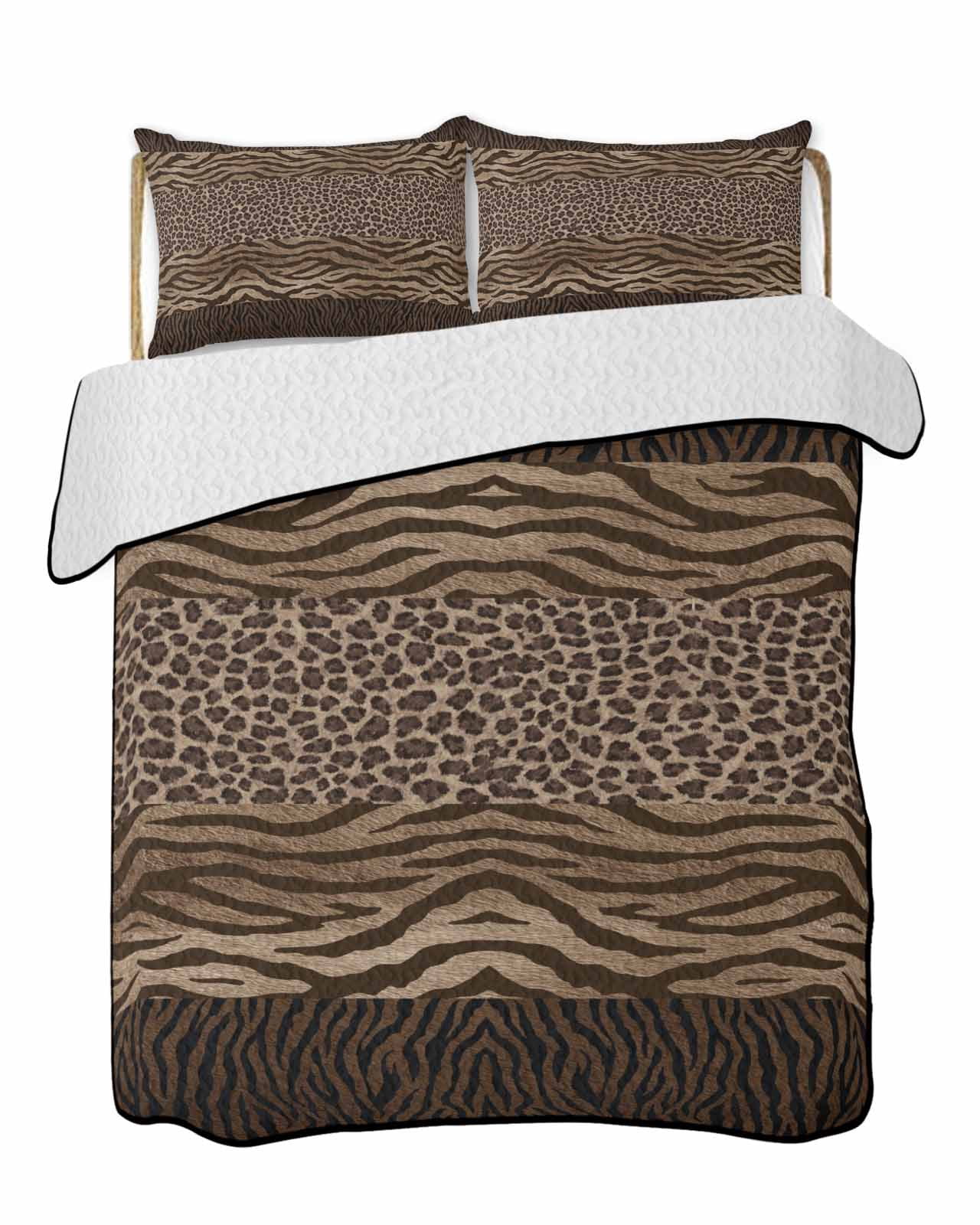 Brown Zebra Leopard Striped Quilts Bedding Set King Size Country ...