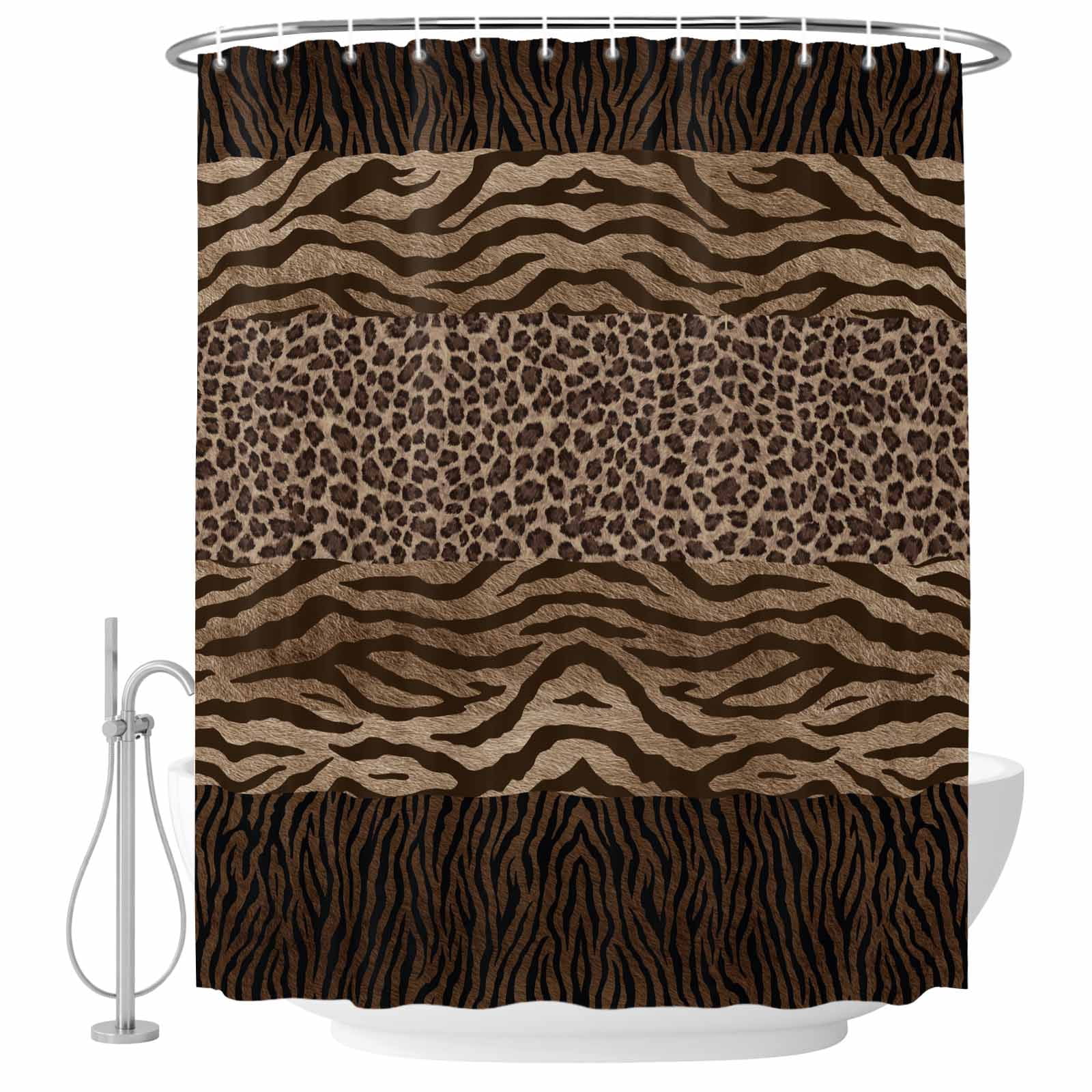 Brown Zebra Leopard Striped Shower Curtain for Bathroom, Country ...