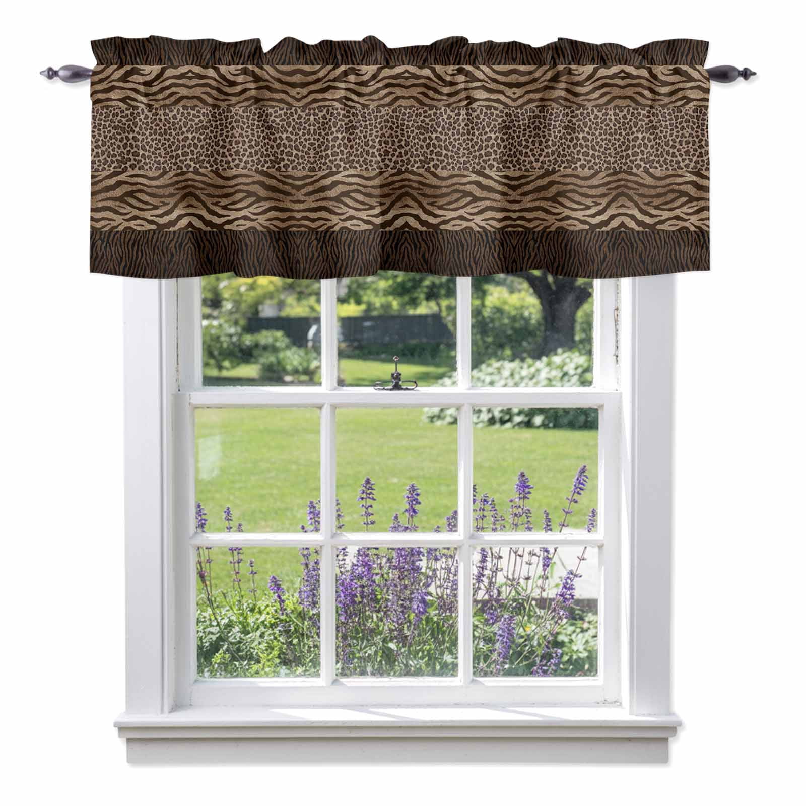 Brown Zebra Leopard Striped Valances for Windows Country Vintage Animal ...
