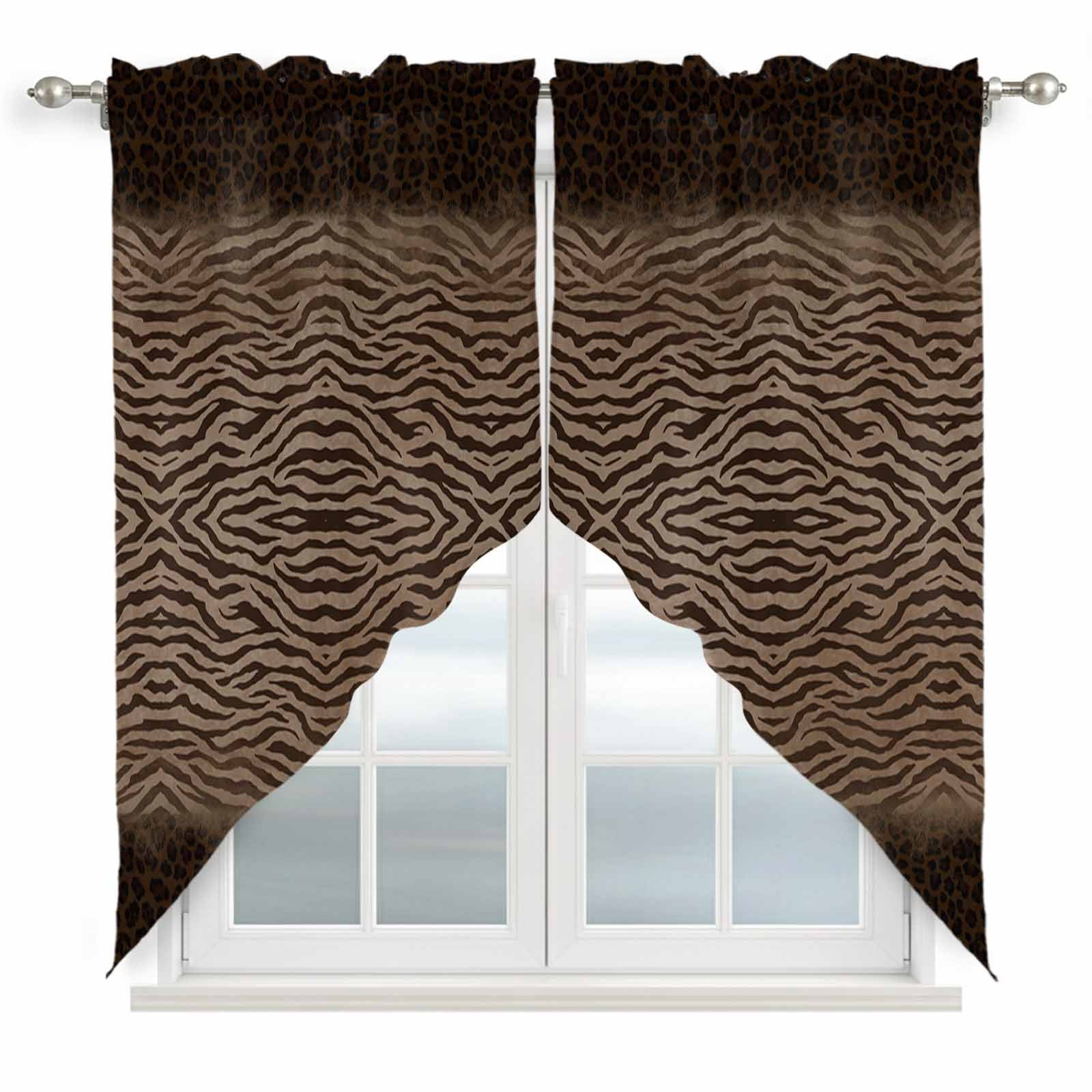 Brown Zebra Stripe Swag Curtain Valance for Window 2 Panels Country ...