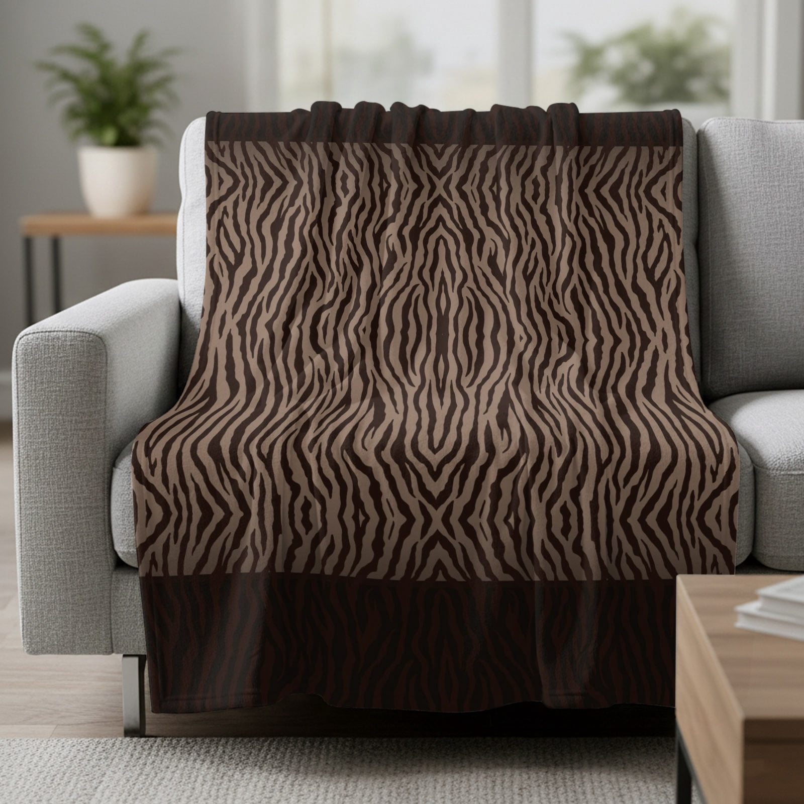 Brown Zebra Striped Fleece Throw Blanket Country Vintage Animal Skin ...