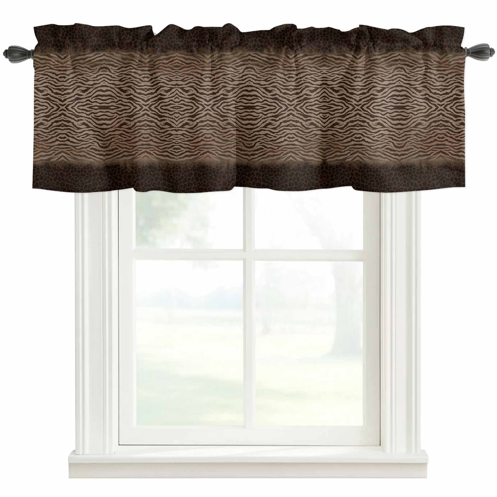 Brown Zebras Striped Farmhouse Short Window Curtain Valances, Vintage ...