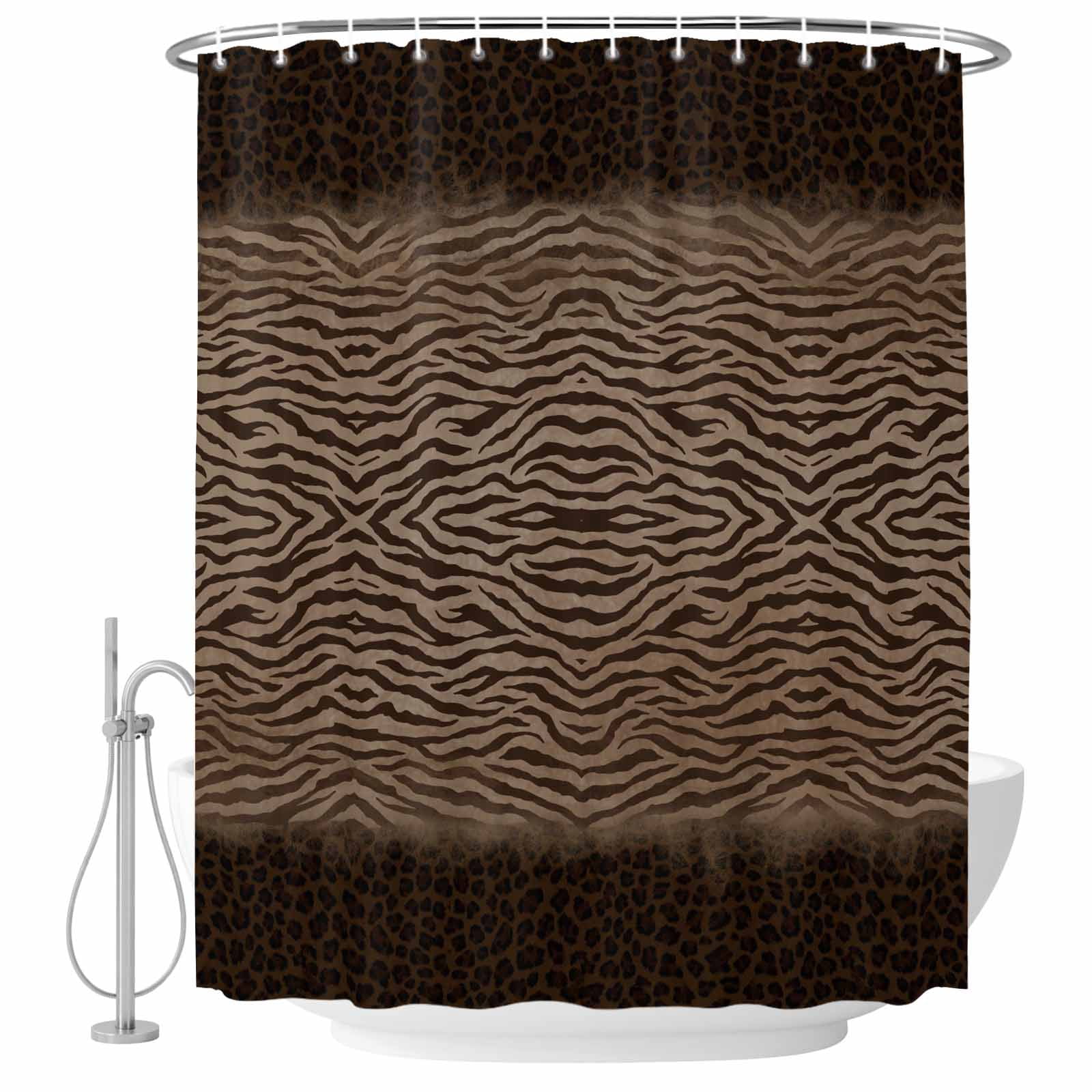 Brown Zebras Striped Shower Curtain Set - Small 36" x 72" Washable ...
