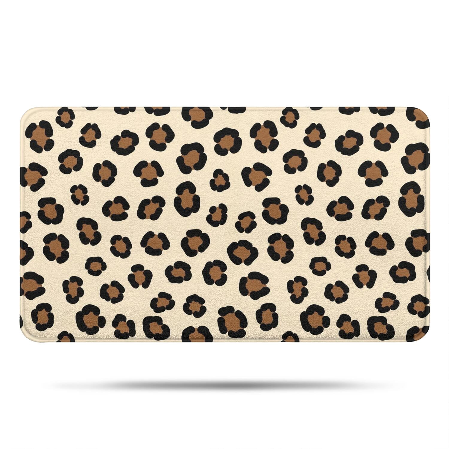 Brown and Beige Leopard Print Non Slip Microfiber Bathroom Rugs, Soft ...